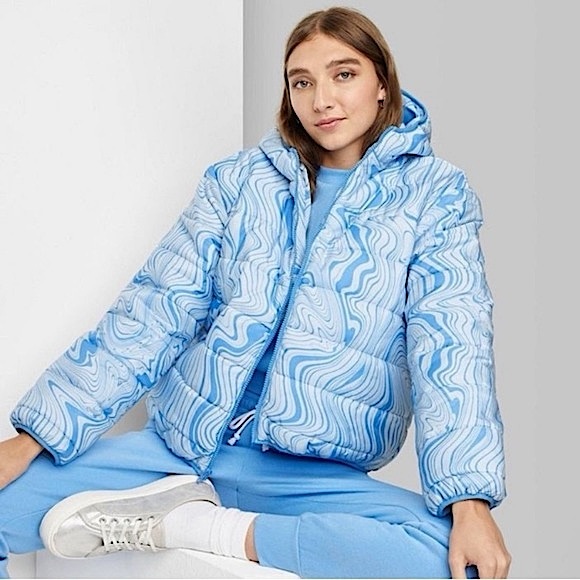 wild fable | Jackets & Coats | Wild Fable Blue Swirl Puffer Jacket M ...
